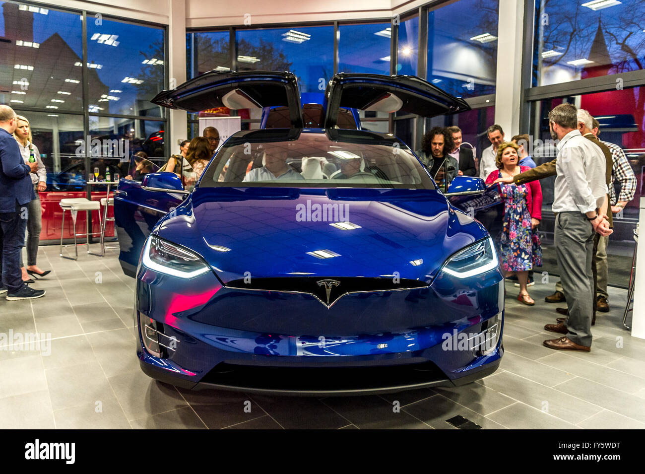 Knutsford, Cheshire, UK. 21st April, 2016. Tesla Launch Model - X at ...