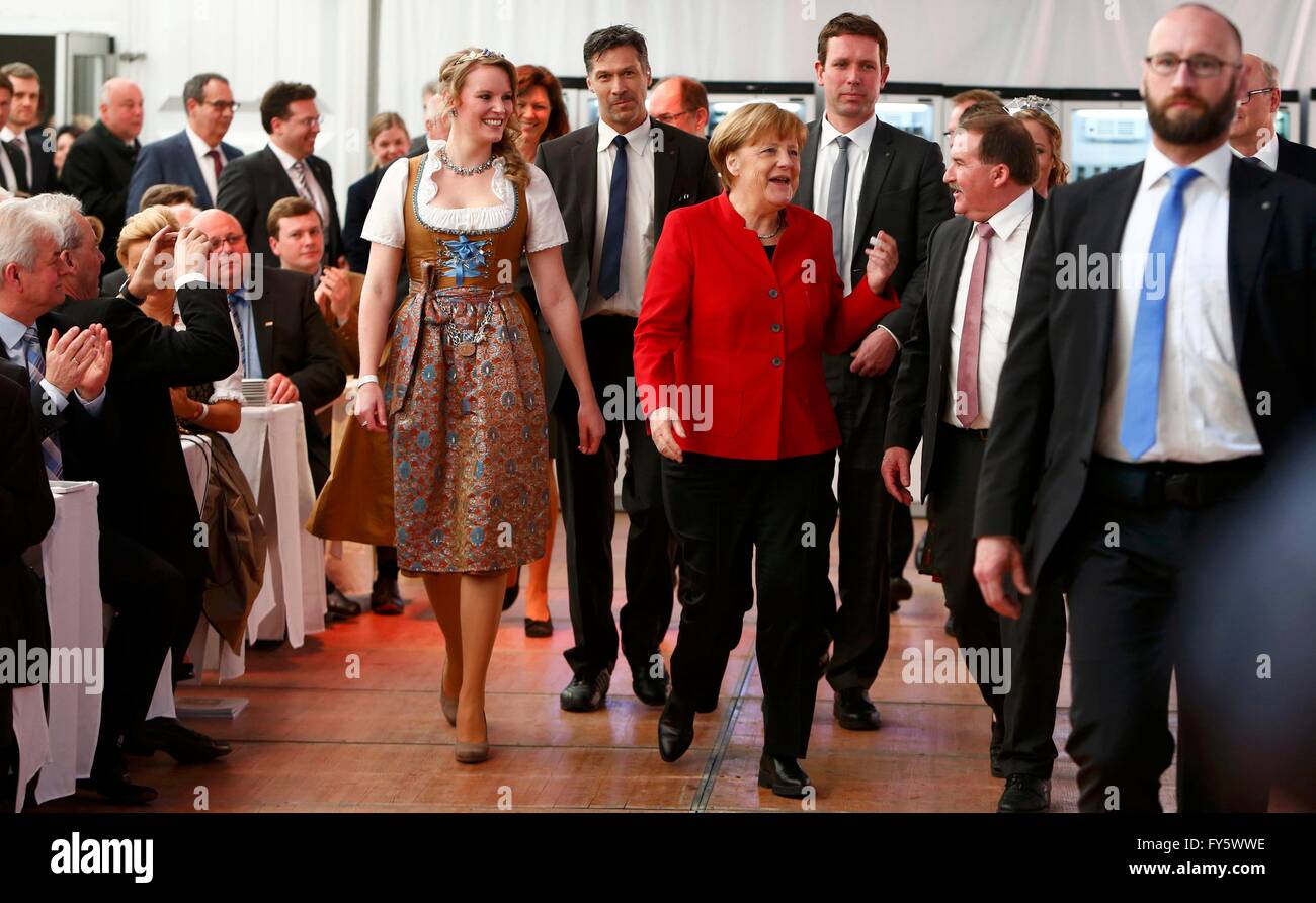 Ingolstadt, Germany. 22nd Apr, 2016. German chancellor Angela Merkel ...