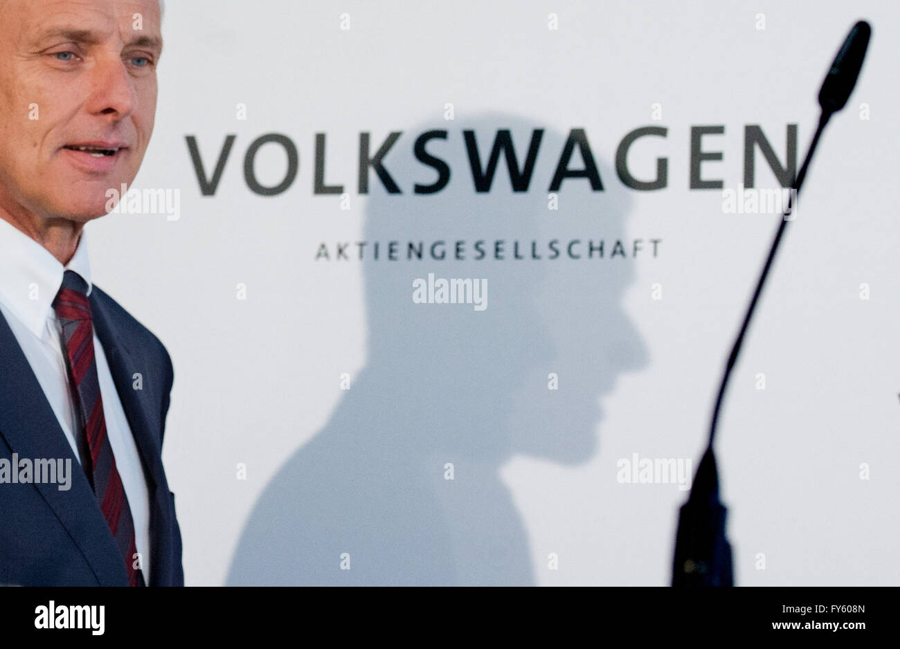 Wolfsburg, Germany. 22nd Apr, 2016. Matthias Mueller, chairman of ...