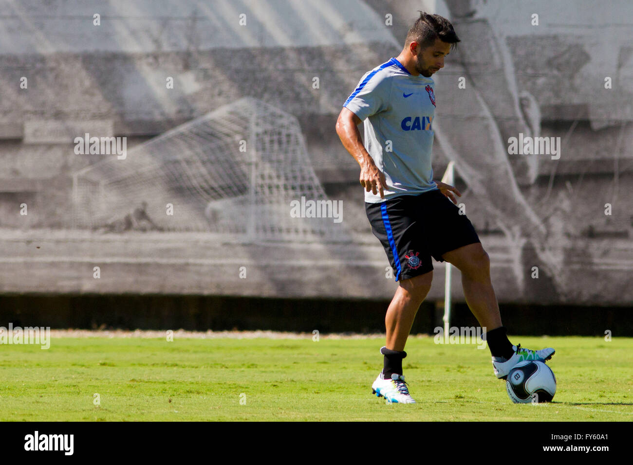 SAO PAULO, Brazil - 22/04/2016: TRAINING CORINTHIANS - William during ...
