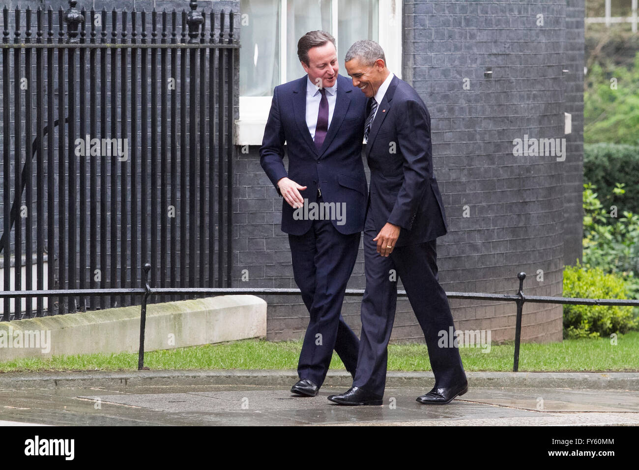 London UK. 22nd April 2016. US President Barack Obama is welcomed at ...