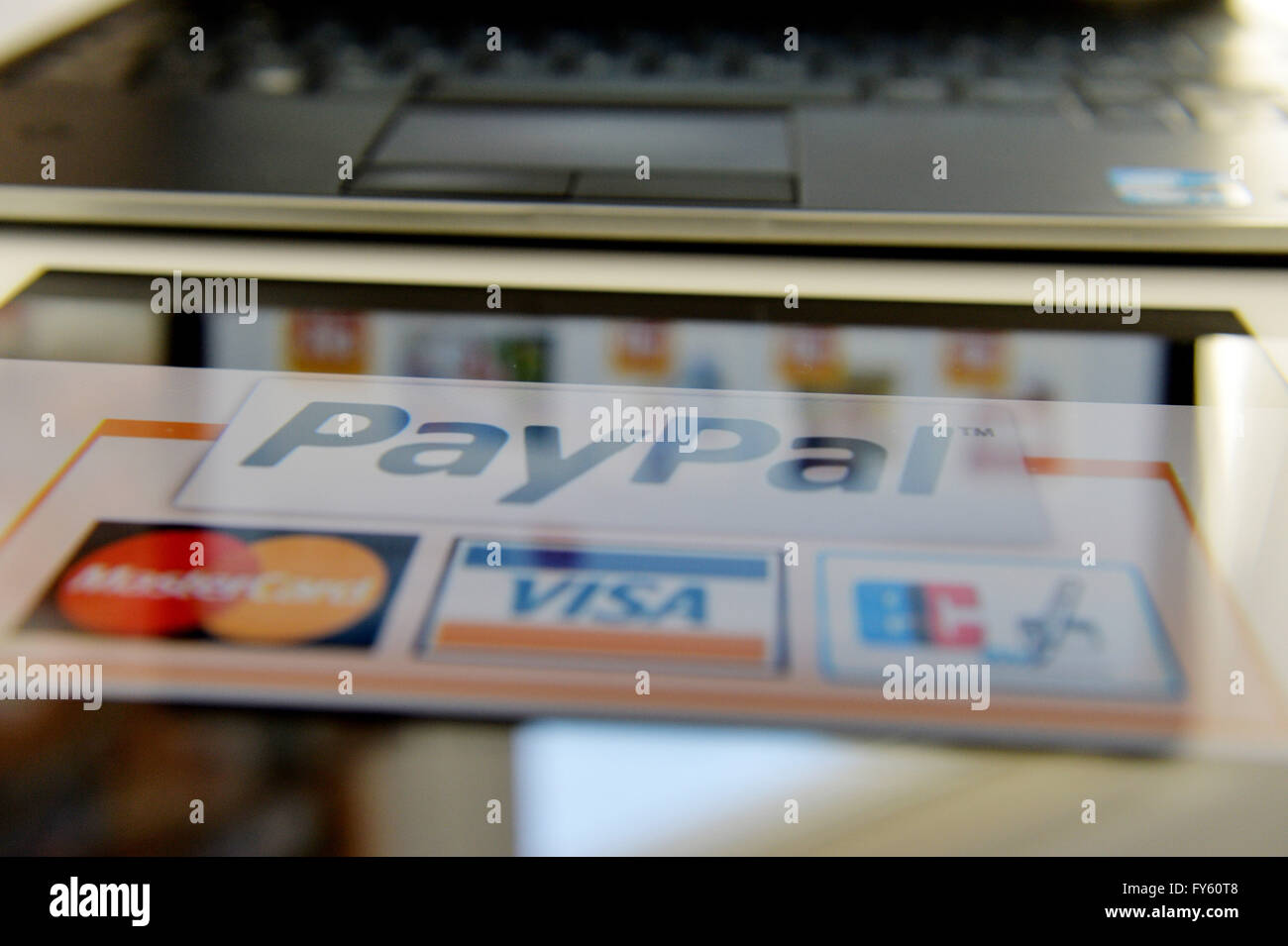 ILLUSTRATION - The logo of online payment system Paypal on the screen ...