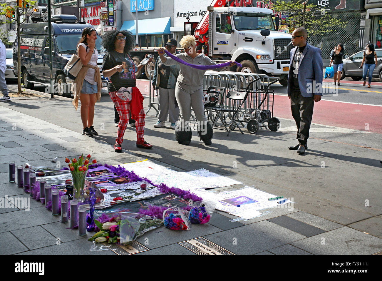 Prince Sidewalk Memorial at the Apollo Theater, Harlem, New York City ...