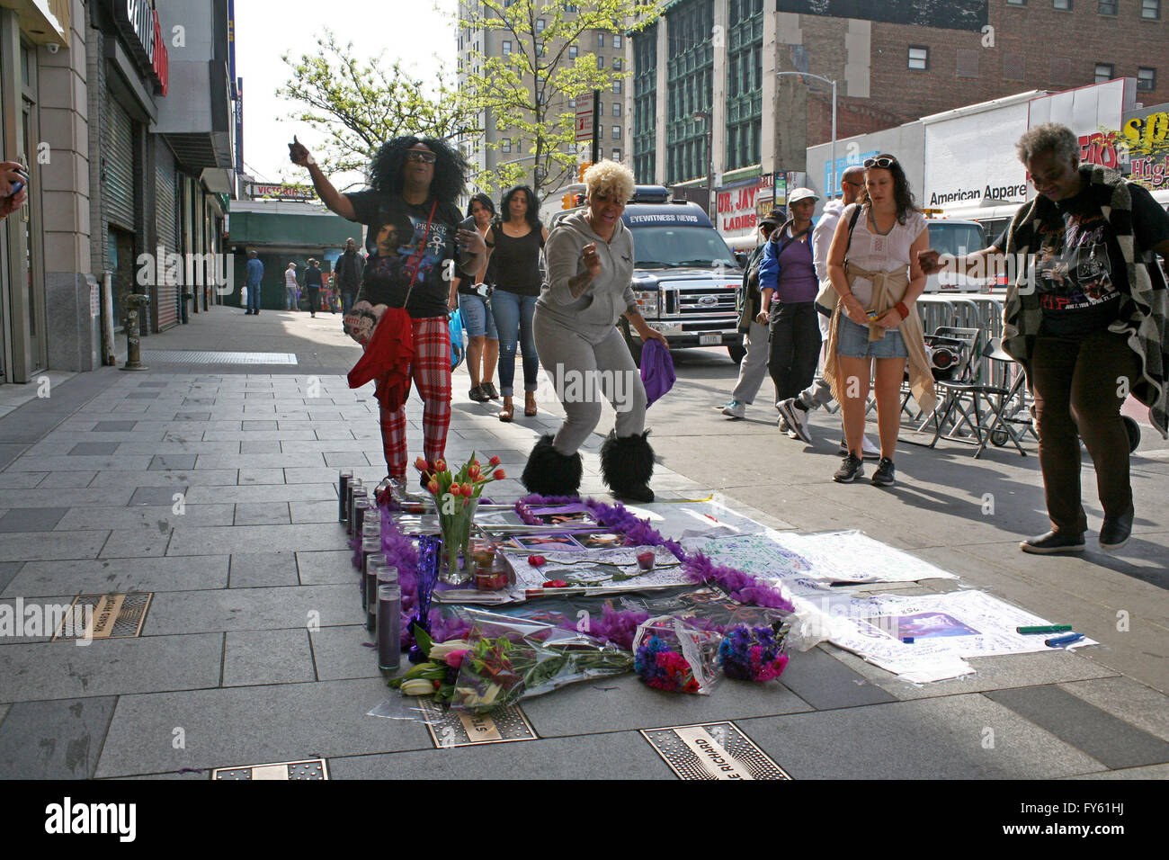 Prince Sidewalk Memorial at the Apollo Theater, Harlem, New York City ...