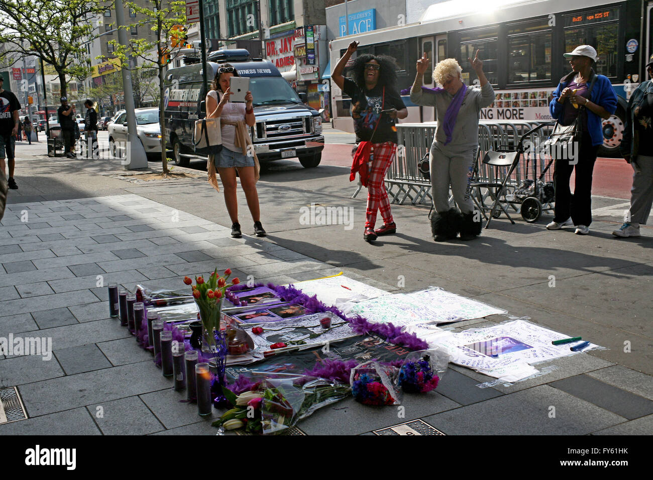 Prince Sidewalk Memorial at the Apollo Theater, Harlem, New York City ...