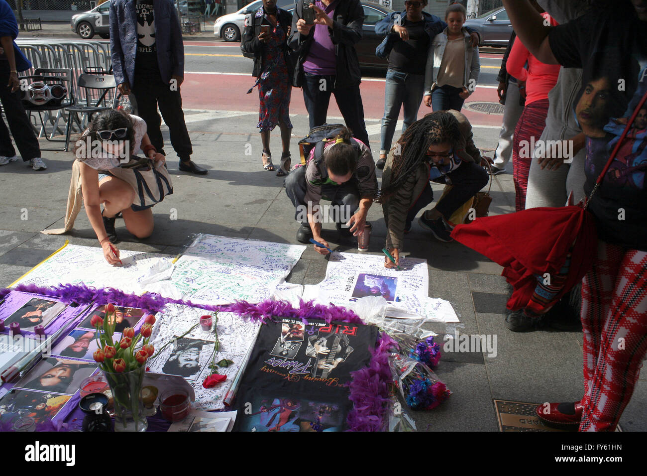 Prince Sidewalk Memorial at the Apollo Theater, Harlem, New York City ...