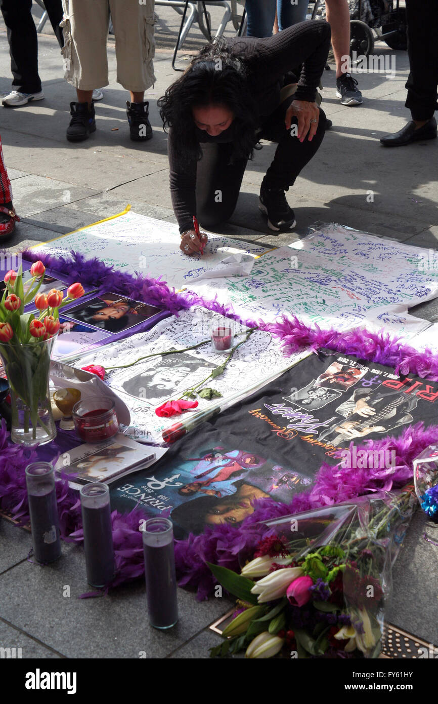 Prince Sidewalk Memorial at the Apollo Theater, Harlem, New York City ...