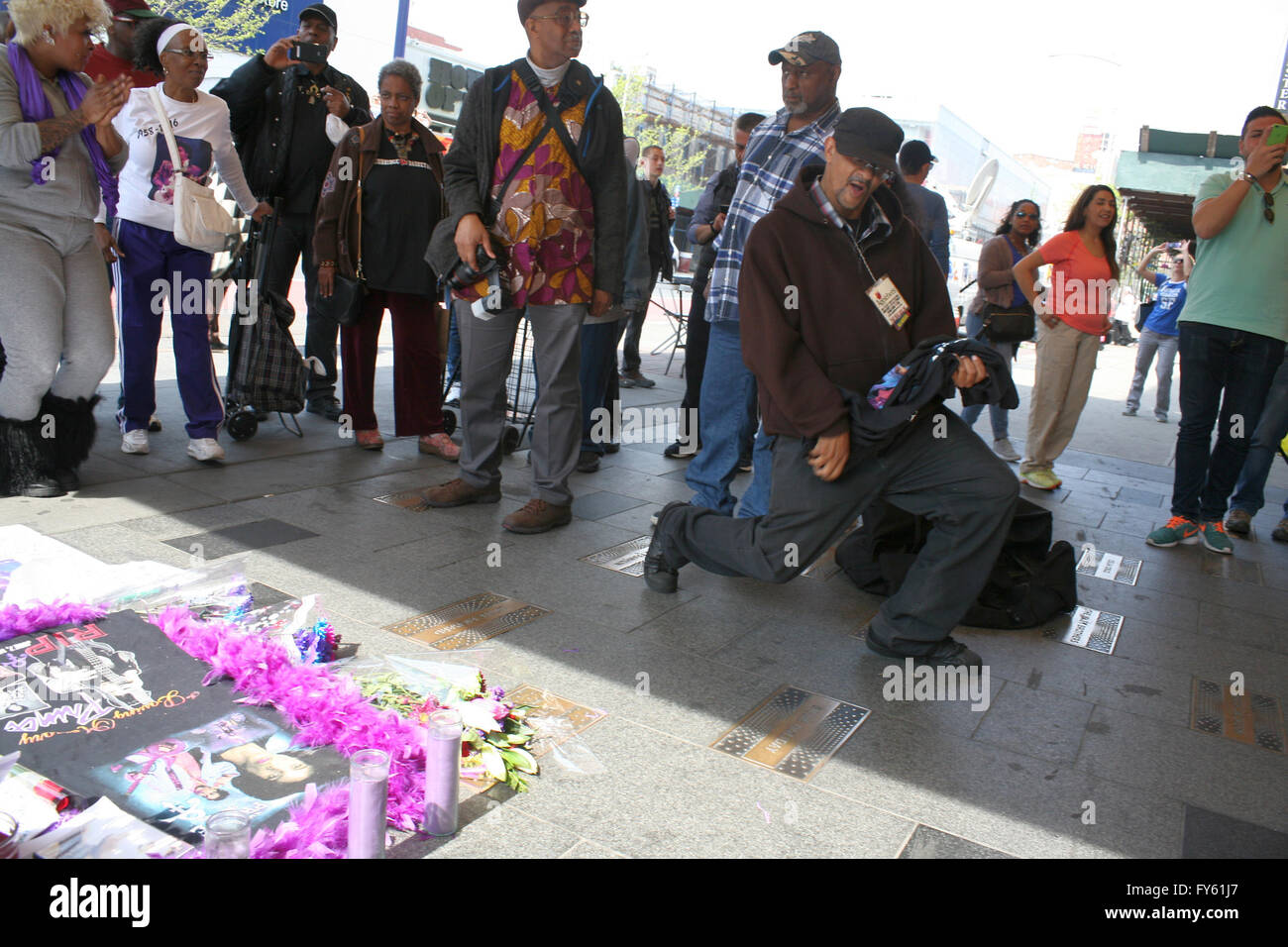 Prince Sidewalk Memorial at the Apollo Theater, Harlem, New York City ...