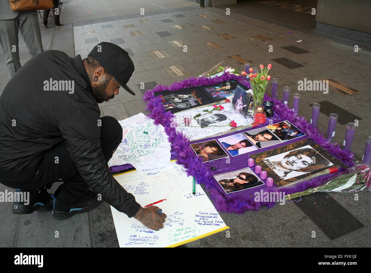 Prince Sidewalk Memorial at the Apollo Theater, Harlem, New York City ...