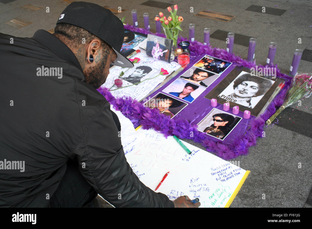 Prince Sidewalk Memorial at the Apollo Theater, Harlem, New York City ...