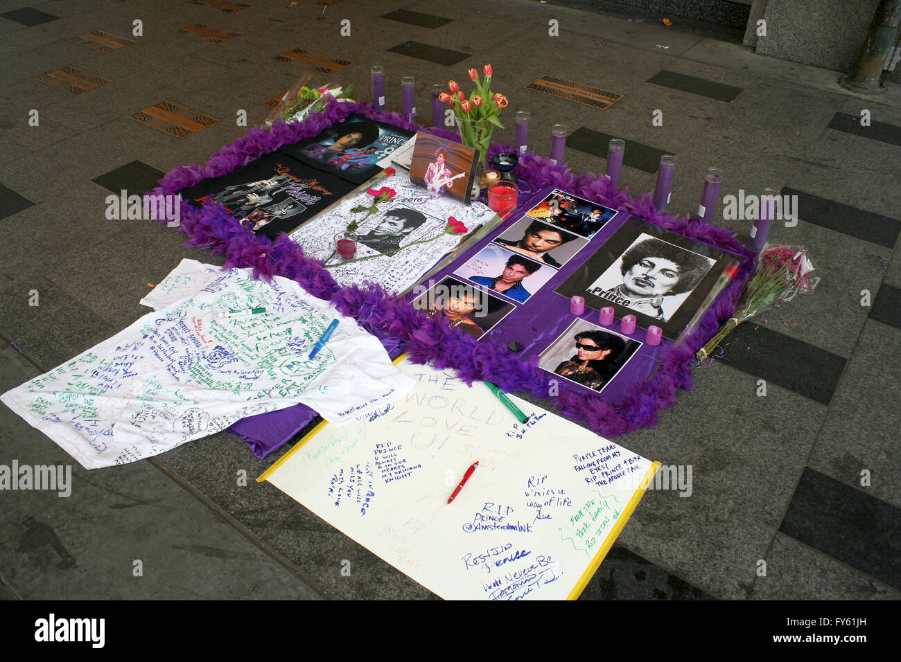 Prince Sidewalk Memorial at the Apollo Theater, Harlem, New York City ...