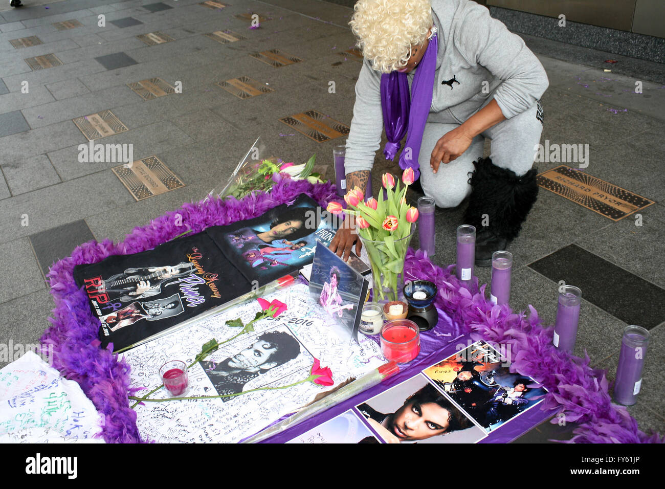 Prince Sidewalk Memorial at the Apollo Theater, Harlem, New York City ...