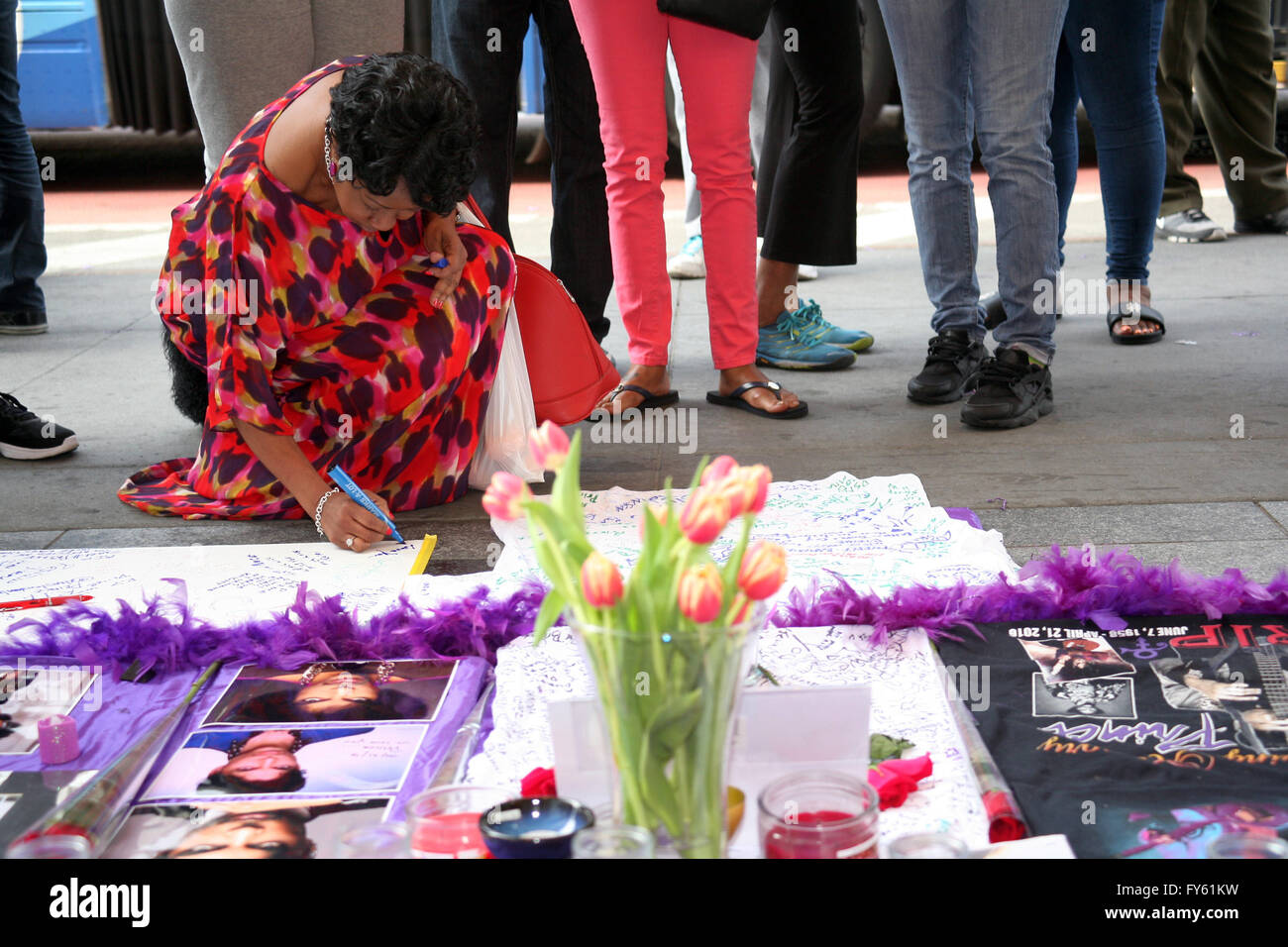 Prince Sidewalk Memorial at the Apollo Theater, Harlem, New York City ...