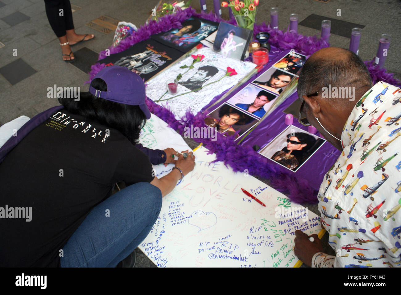 Prince Sidewalk Memorial at the Apollo Theater, Harlem, New York City ...