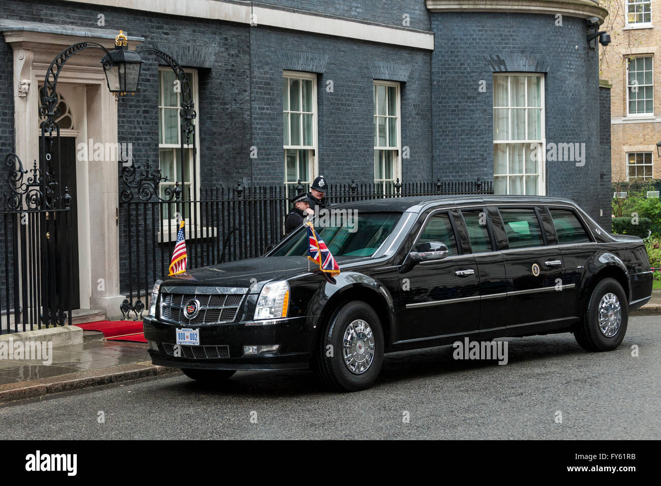London, UK. 22 April 2016. "The Beast", the Presidential vehicle parked ...