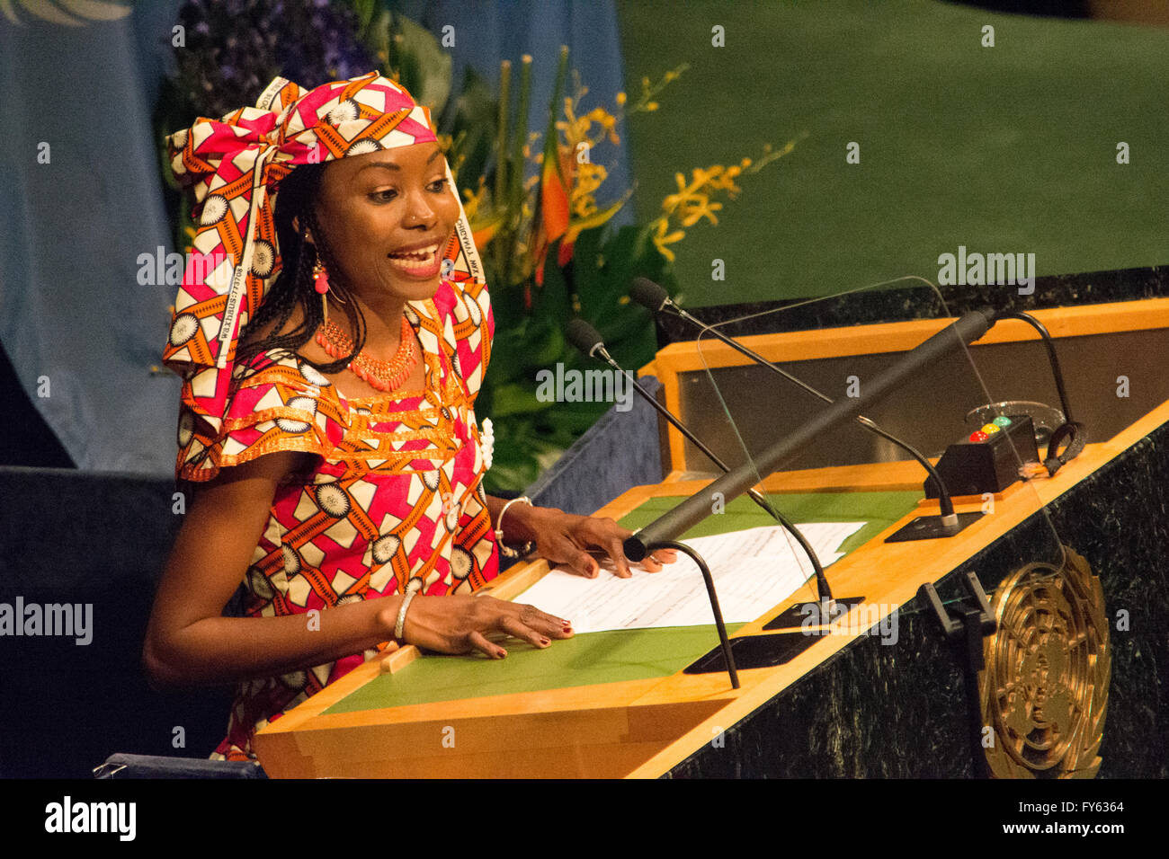 New York, USA. 22nd April 2016. Hindou Oumarou Ibrahim, Civil Society ...