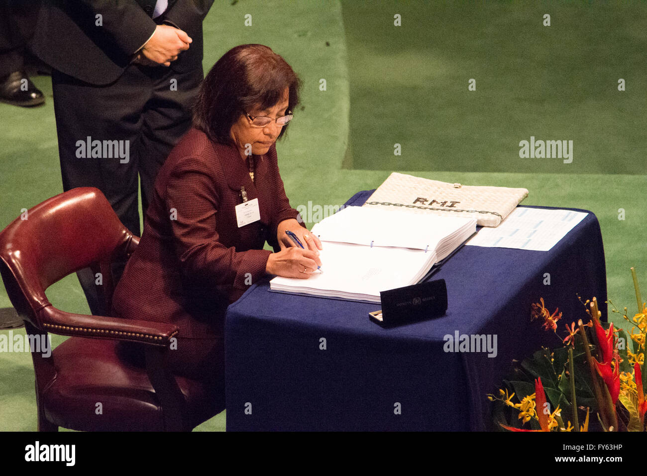 New York, USA. 22nd April 2016. Hilda Heine, president of the Marshall ...