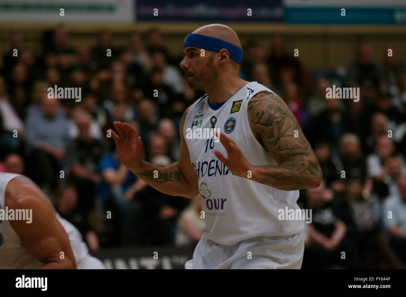 Newcastle upon Tyne, UK, 22 April 2016. David Aliu, captain of Cheshire ...