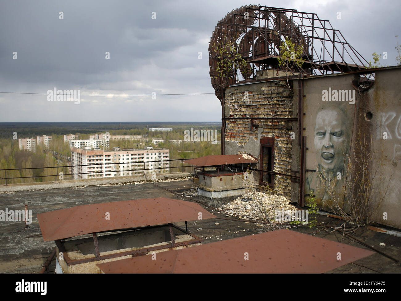 A picture taken on April 22, 2016 shows the Soviet Union sign and ...