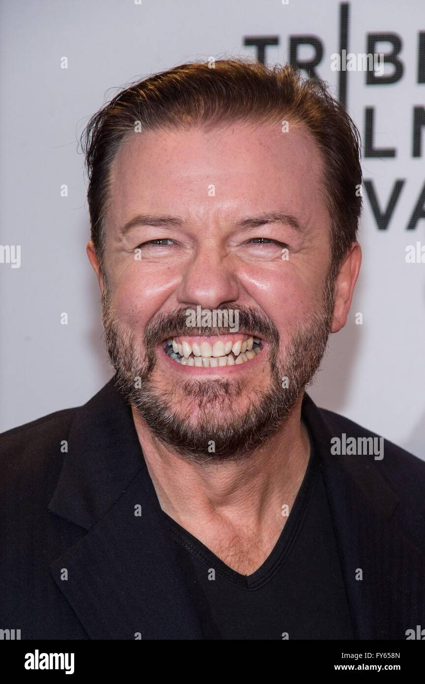 New York, NY, USA. 22nd Apr, 2016. Ricky Gervais at arrivals for ...