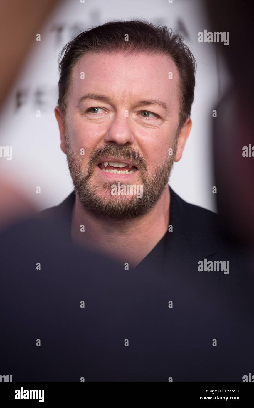 New York, NY, USA. 22nd Apr, 2016. Ricky Gervais at arrivals for ...