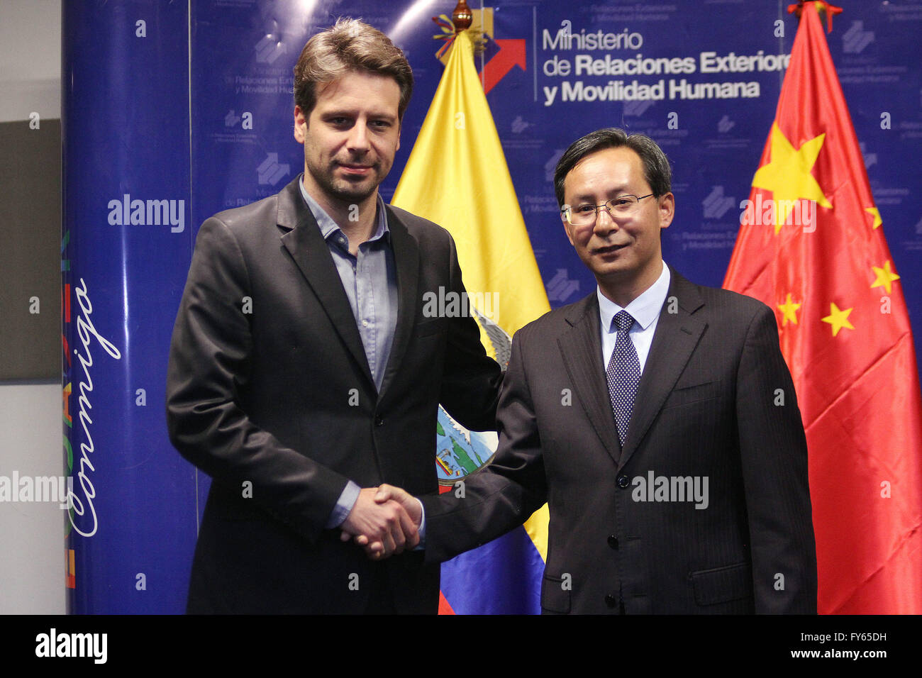 Quito, Ecuador. 23rd Apr, 2016. Chinese ambassador to Ecuador Wang ...