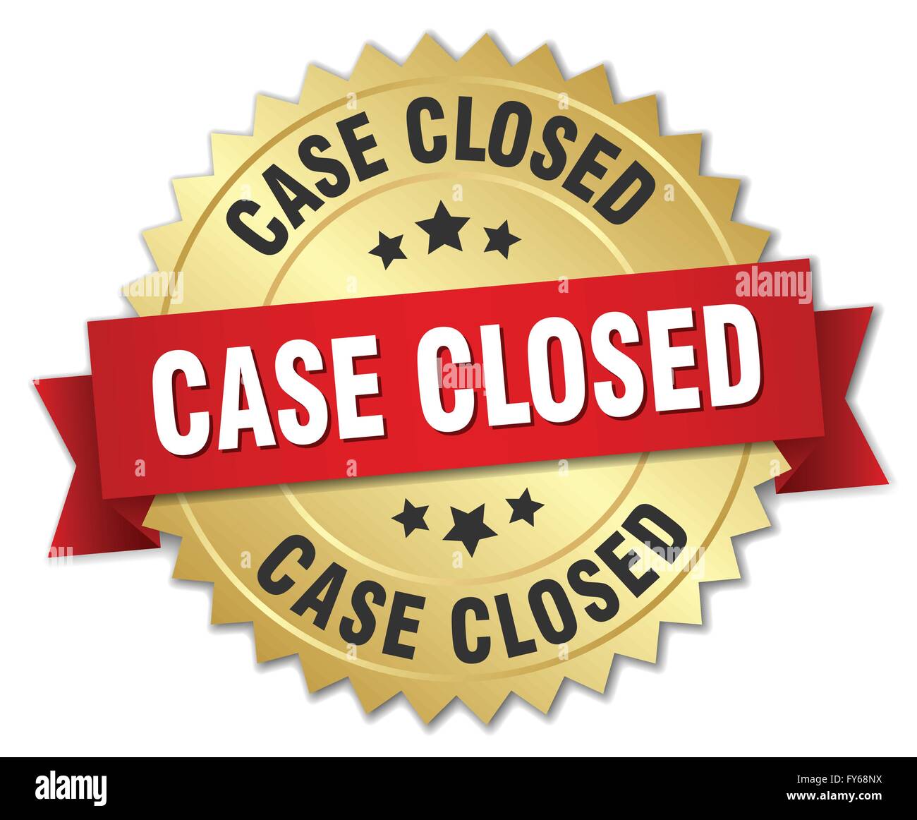 case closed 3d gold badge with red ribbon Stock Vector Image & Art - Alamy
