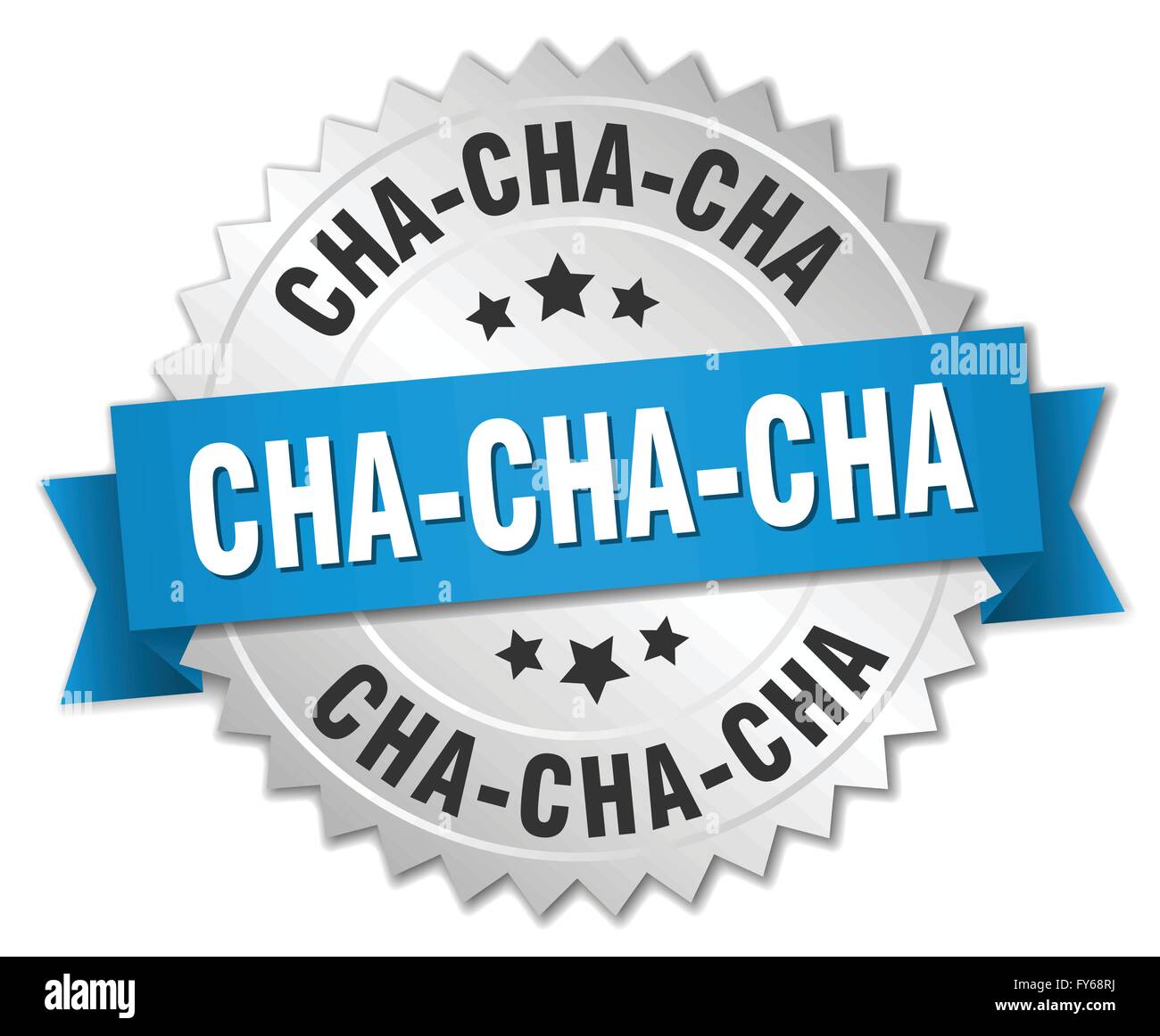 cha-cha-cha 3d silver badge with blue ribbon Stock Vector Image & Art ...