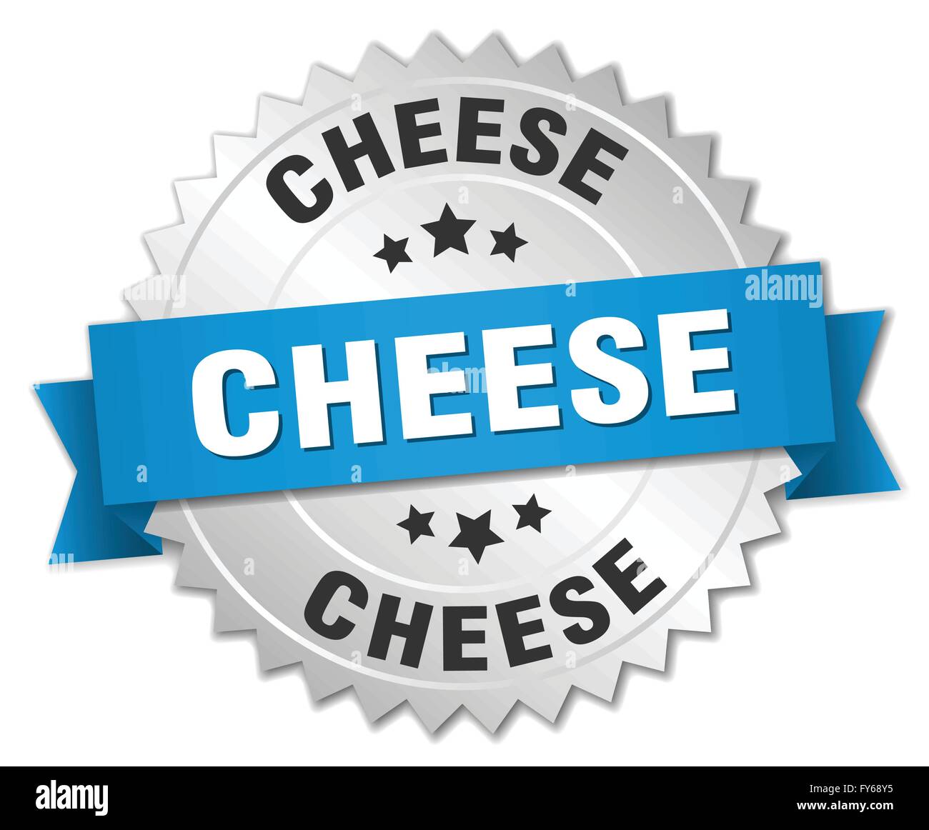 cheese 3d silver badge with blue ribbon Stock Vector Image & Art - Alamy