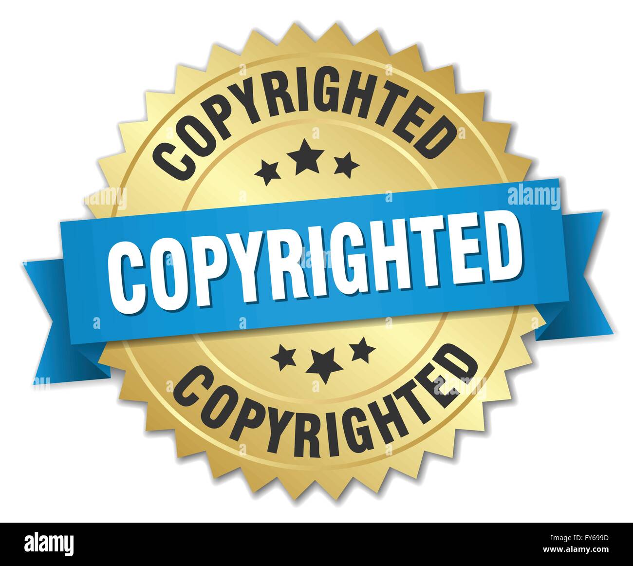 copyrighted 3d gold badge with blue ribbon Stock Vector Image & Art - Alamy