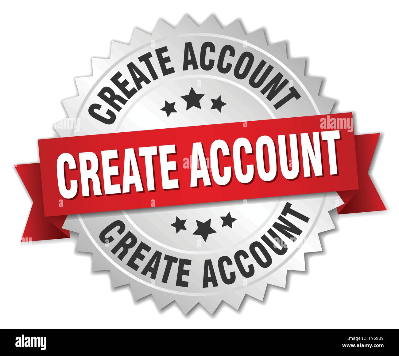 create account 3d silver badge with red ribbon Stock Vector Image & Art ...