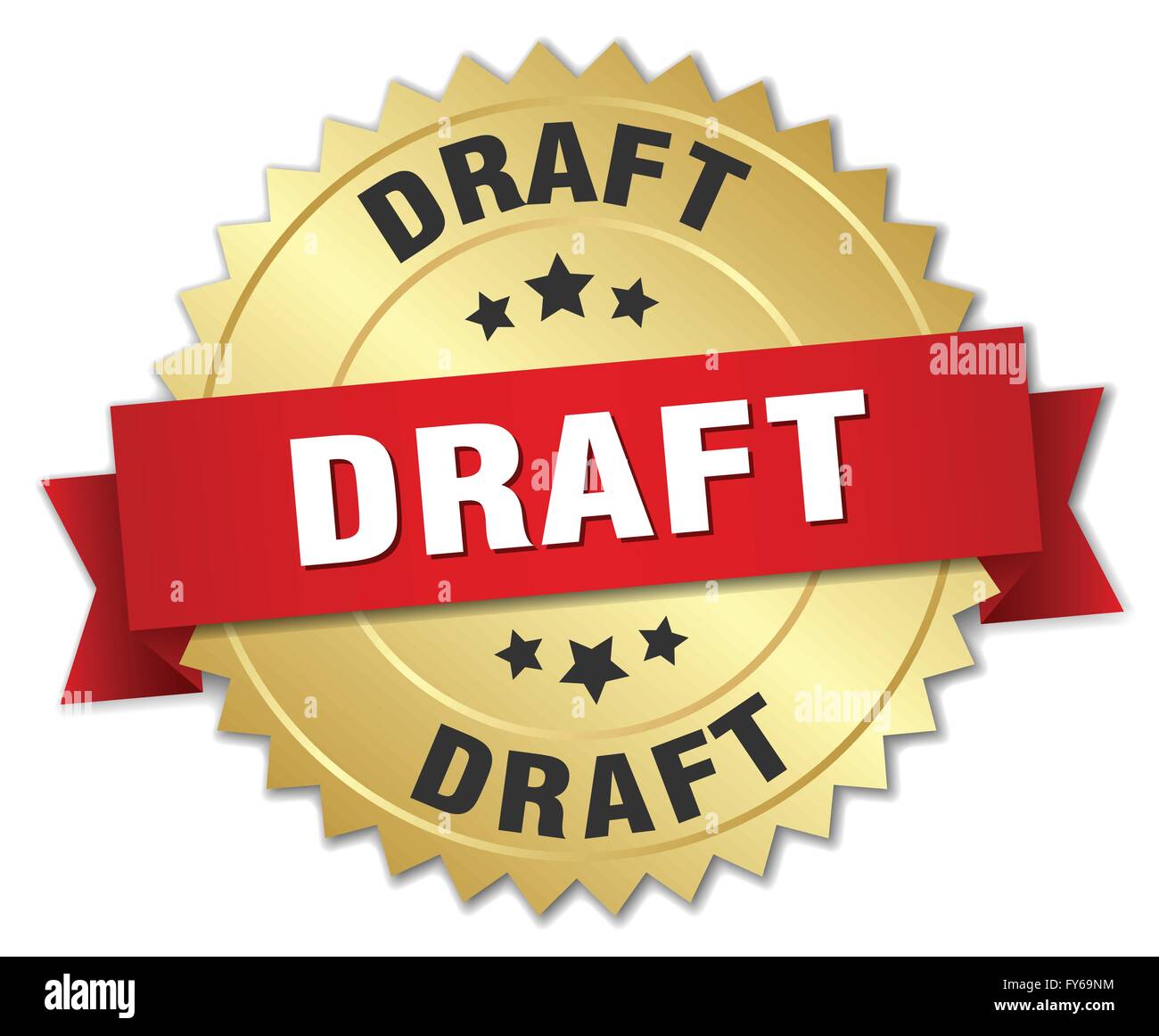 draft 3d gold badge with red ribbon Stock Vector Image & Art - Alamy