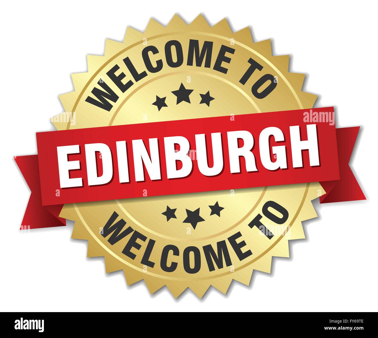 Edinburgh 3d gold badge with red ribbon Stock Vector Image & Art - Alamy