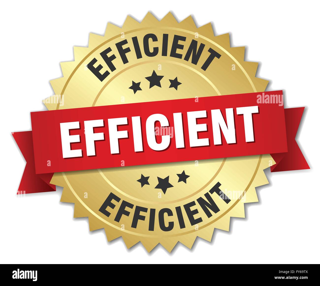 efficient 3d gold badge with red ribbon Stock Vector Image & Art - Alamy