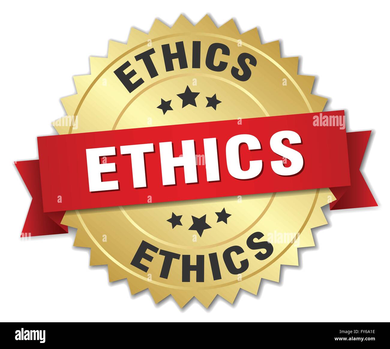 ethics 3d gold badge with red ribbon Stock Vector Image & Art - Alamy