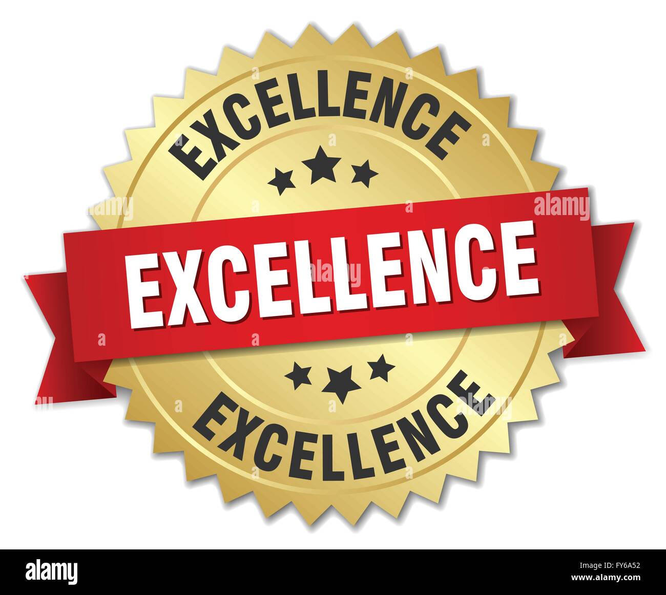 excellence 3d gold badge with red ribbon Stock Vector Image & Art - Alamy