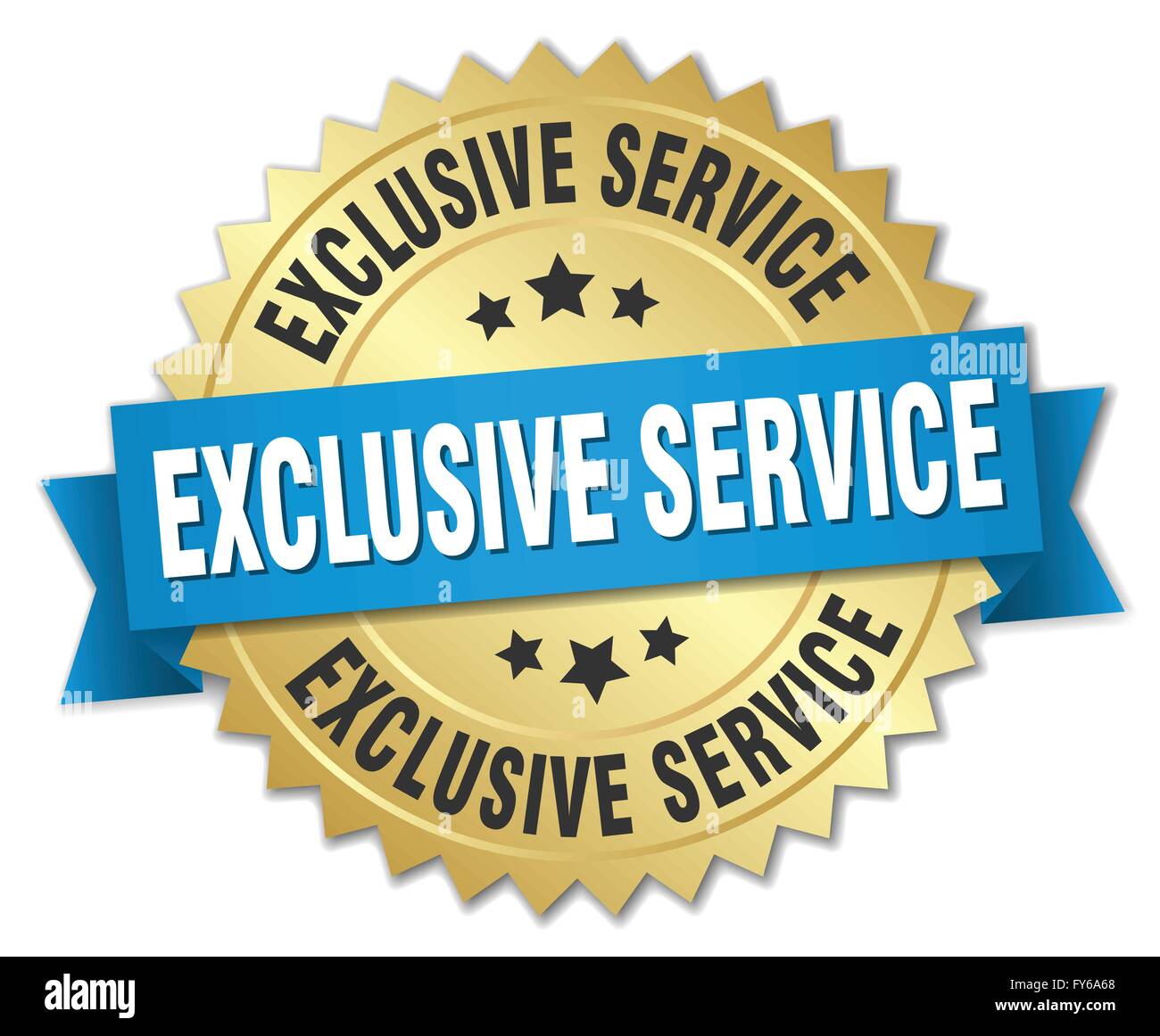 exclusive service 3d gold badge with blue ribbon Stock Vector Image ...