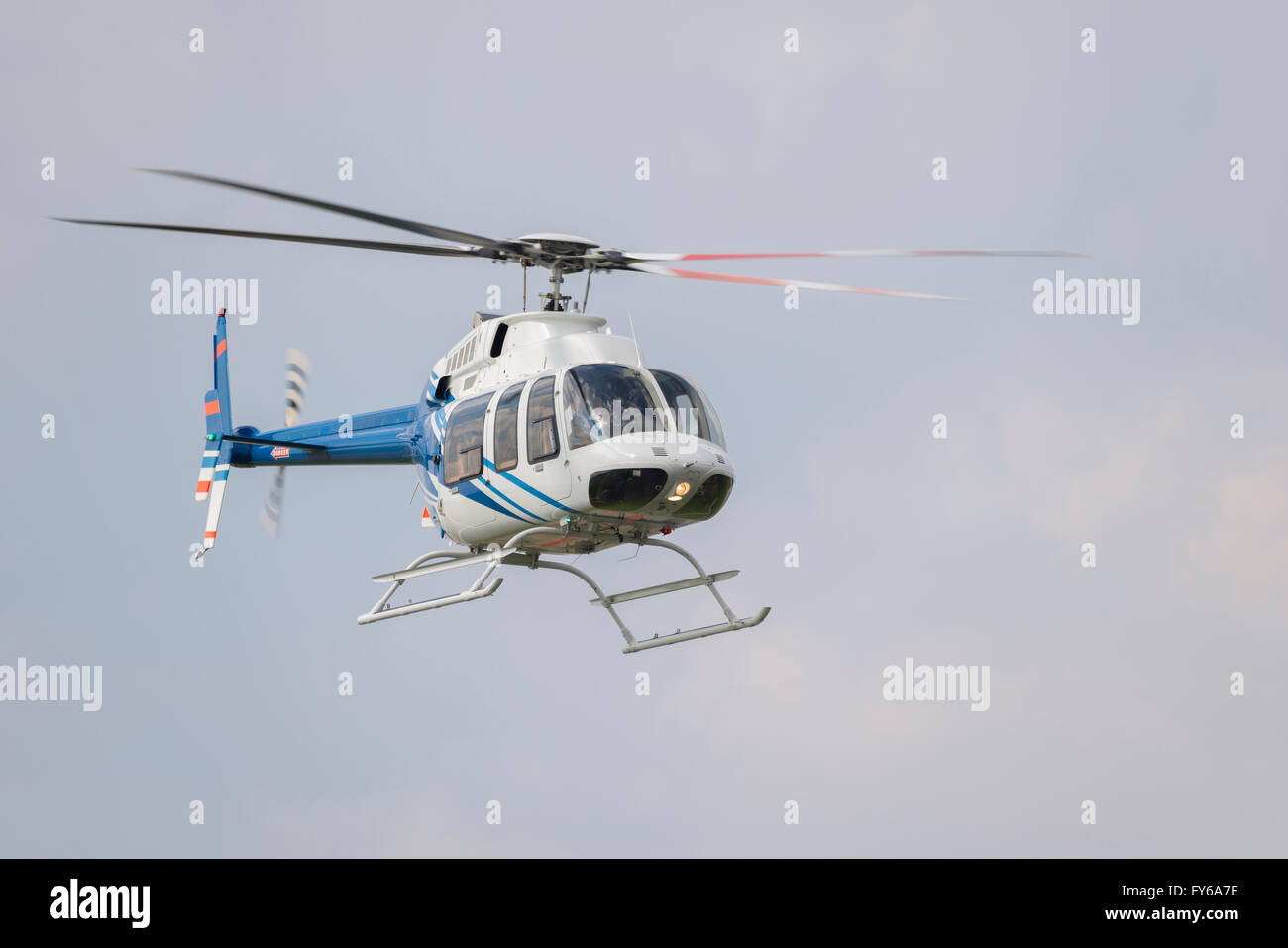 Helicopter in flight right after take-off Stock Photo - Alamy
