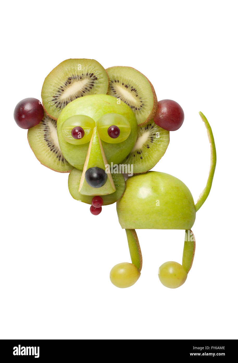 Lion made of apple and kiwi on isolated background Stock Photo - Alamy