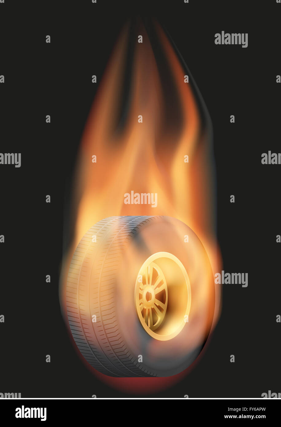 Race wheel with flame Stock Photo - Alamy