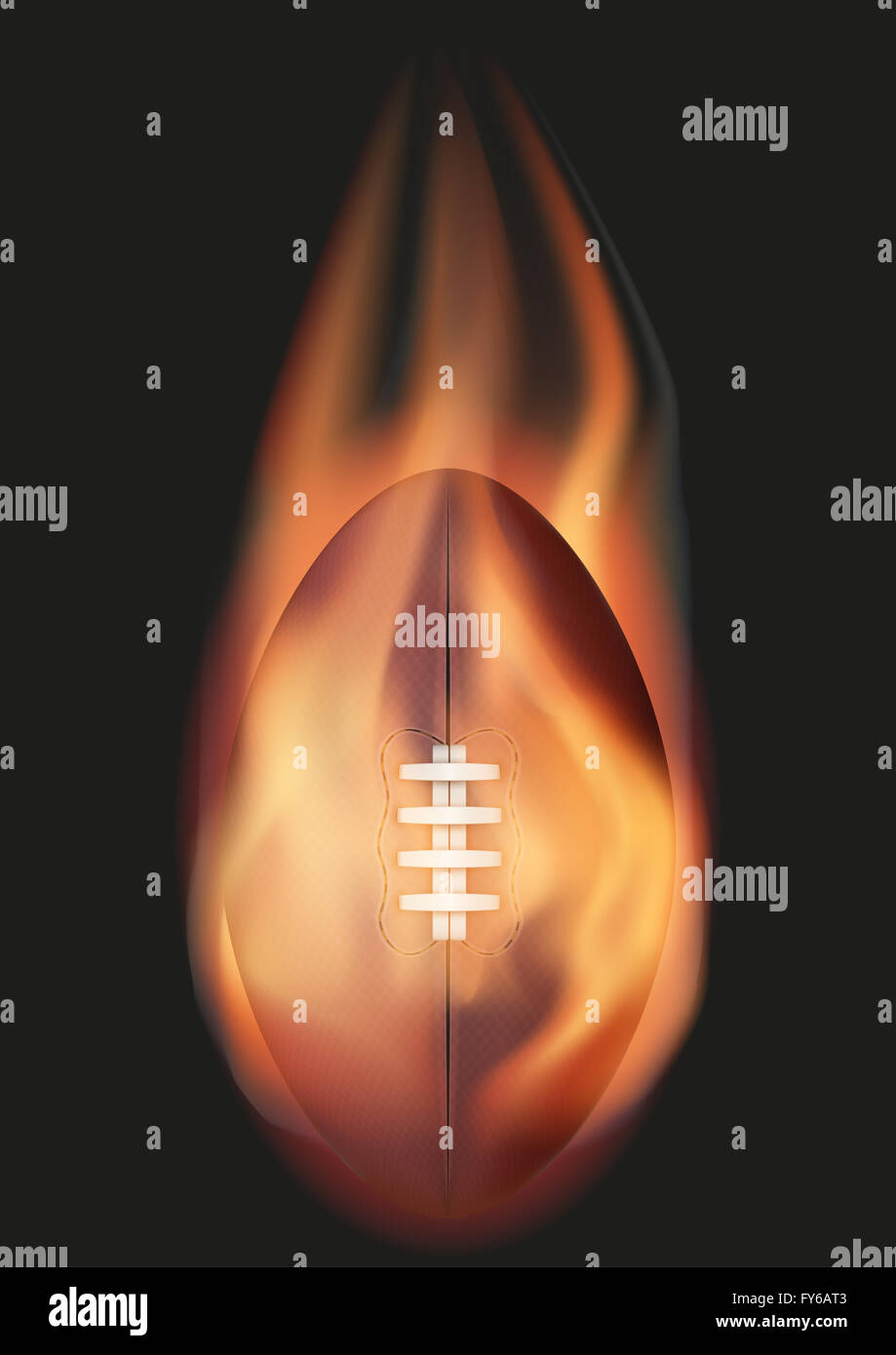 American Football ball with flame Stock Photo - Alamy