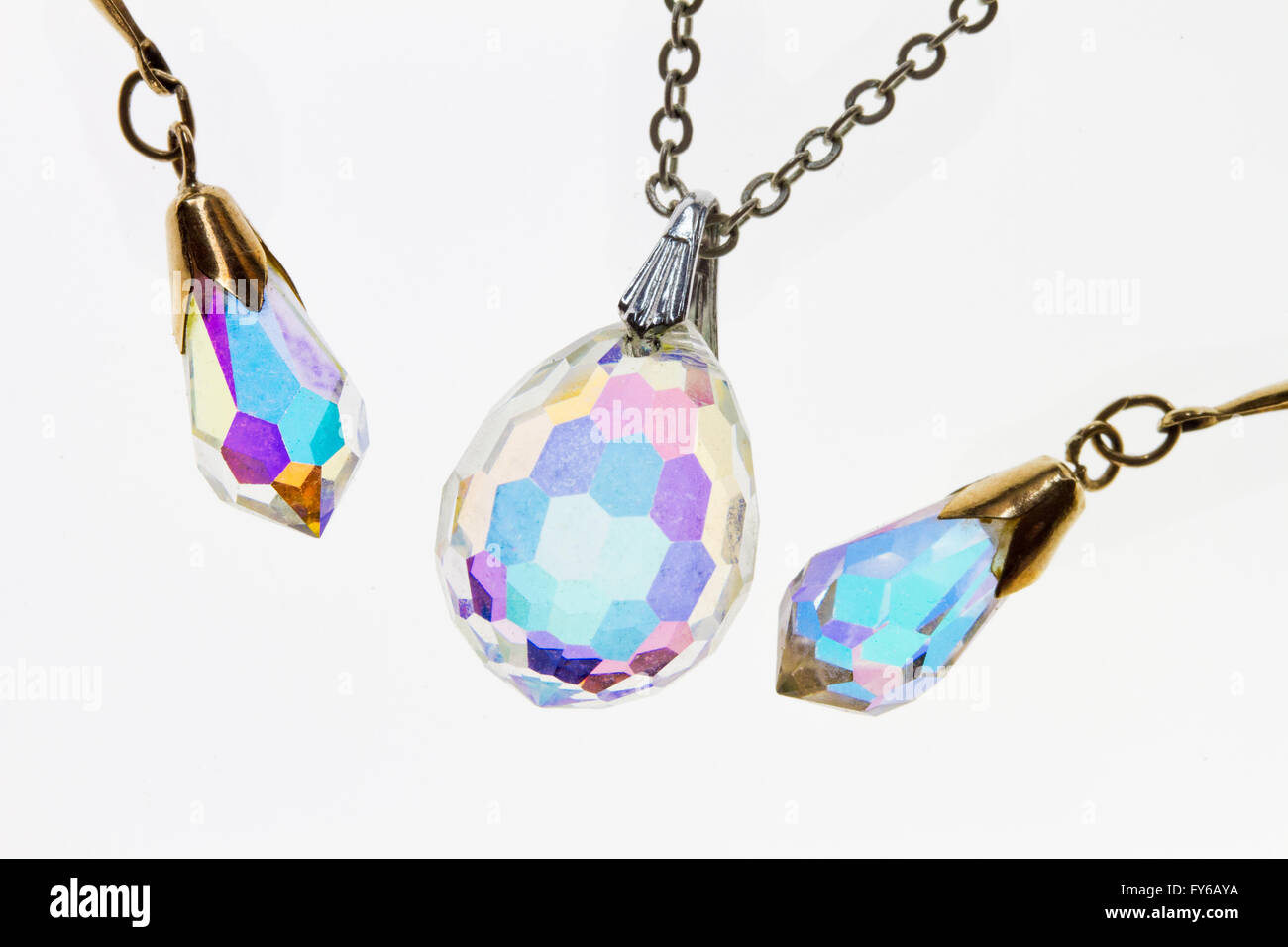 Close up of jewelery against a white background. Sparkling colorful ...