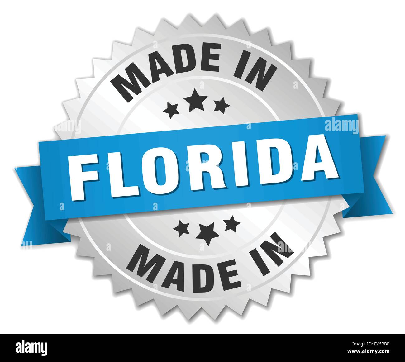 made in Florida silver badge with blue ribbon Stock Vector Image & Art ...