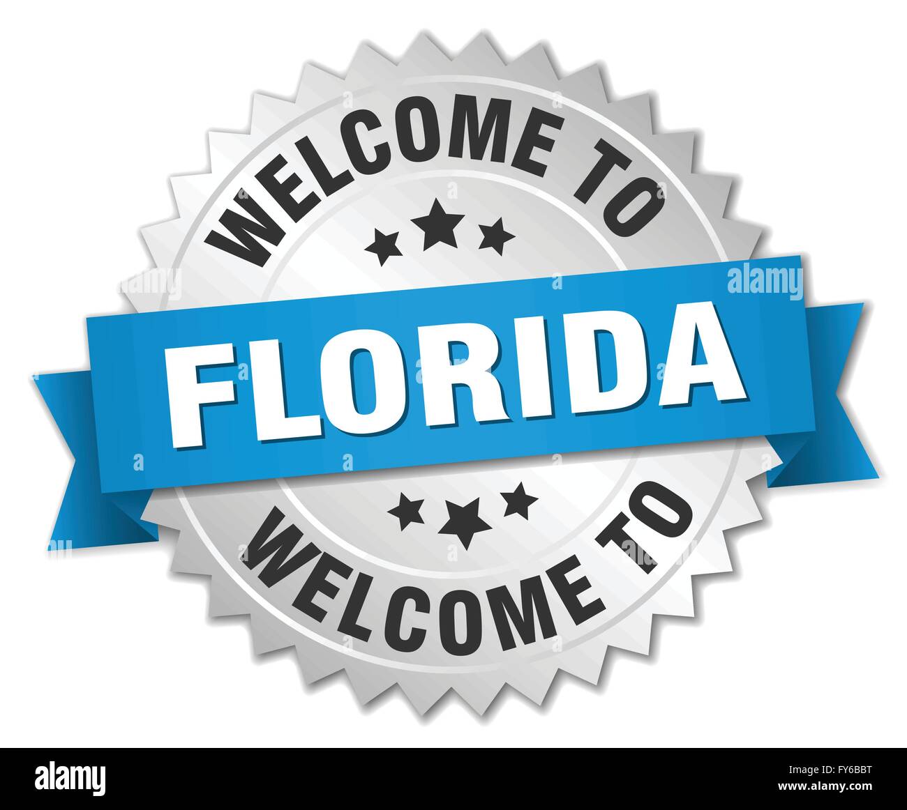 Florida 3d silver badge with blue ribbon Stock Vector Image & Art - Alamy
