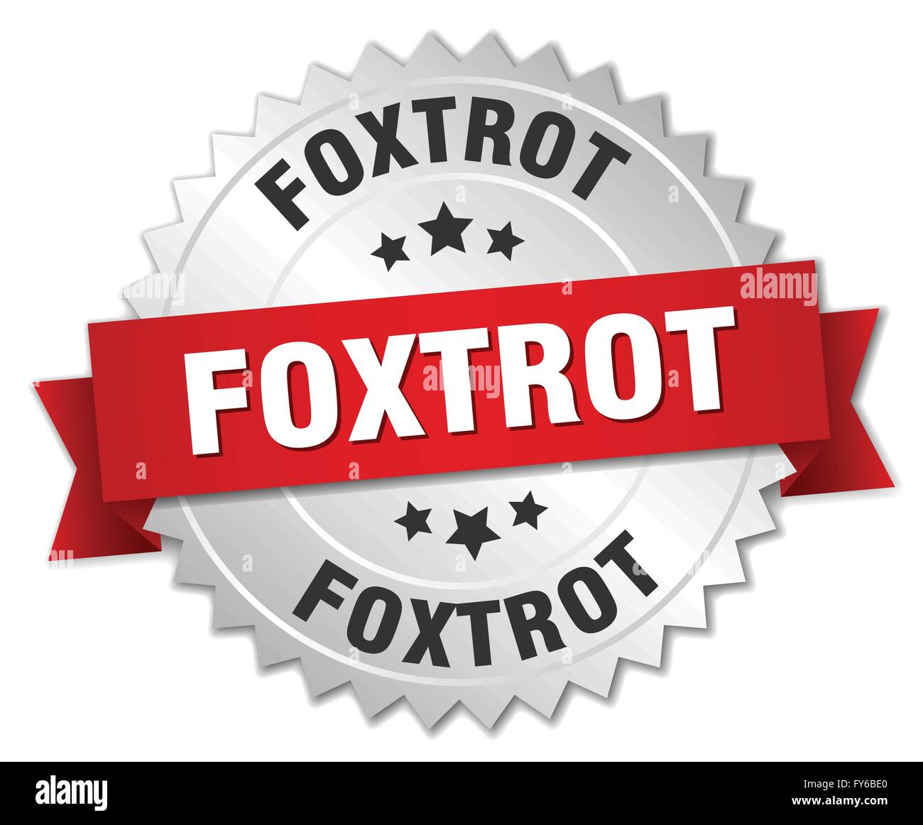foxtrot 3d silver badge with red ribbon Stock Vector Image & Art - Alamy