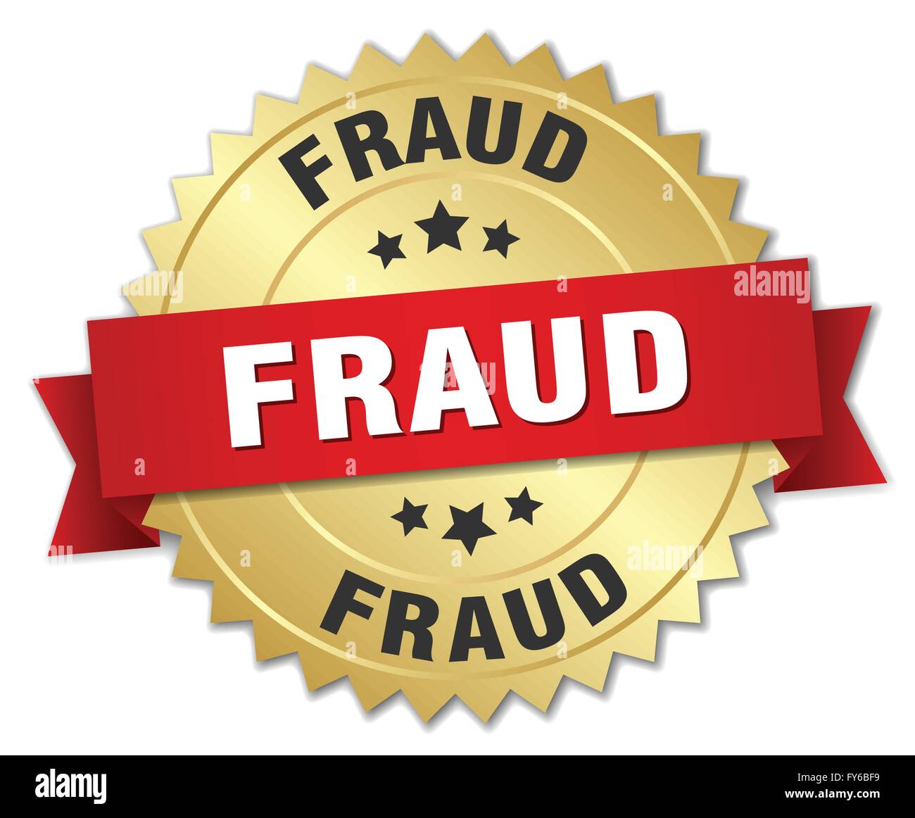 fraud 3d gold badge with red ribbon Stock Vector Image & Art - Alamy