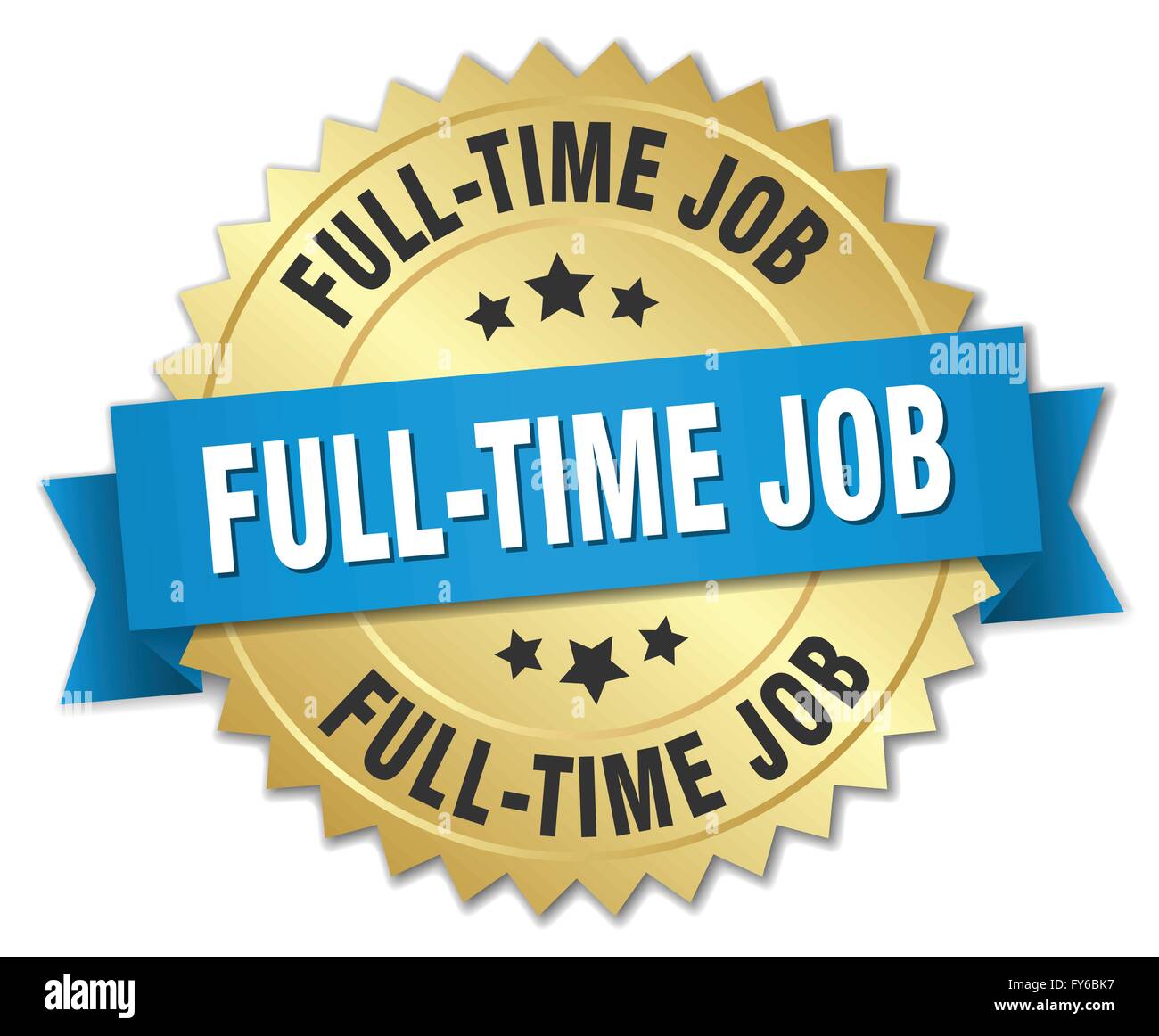 full-time job 3d gold badge with blue ribbon Stock Vector Image & Art ...