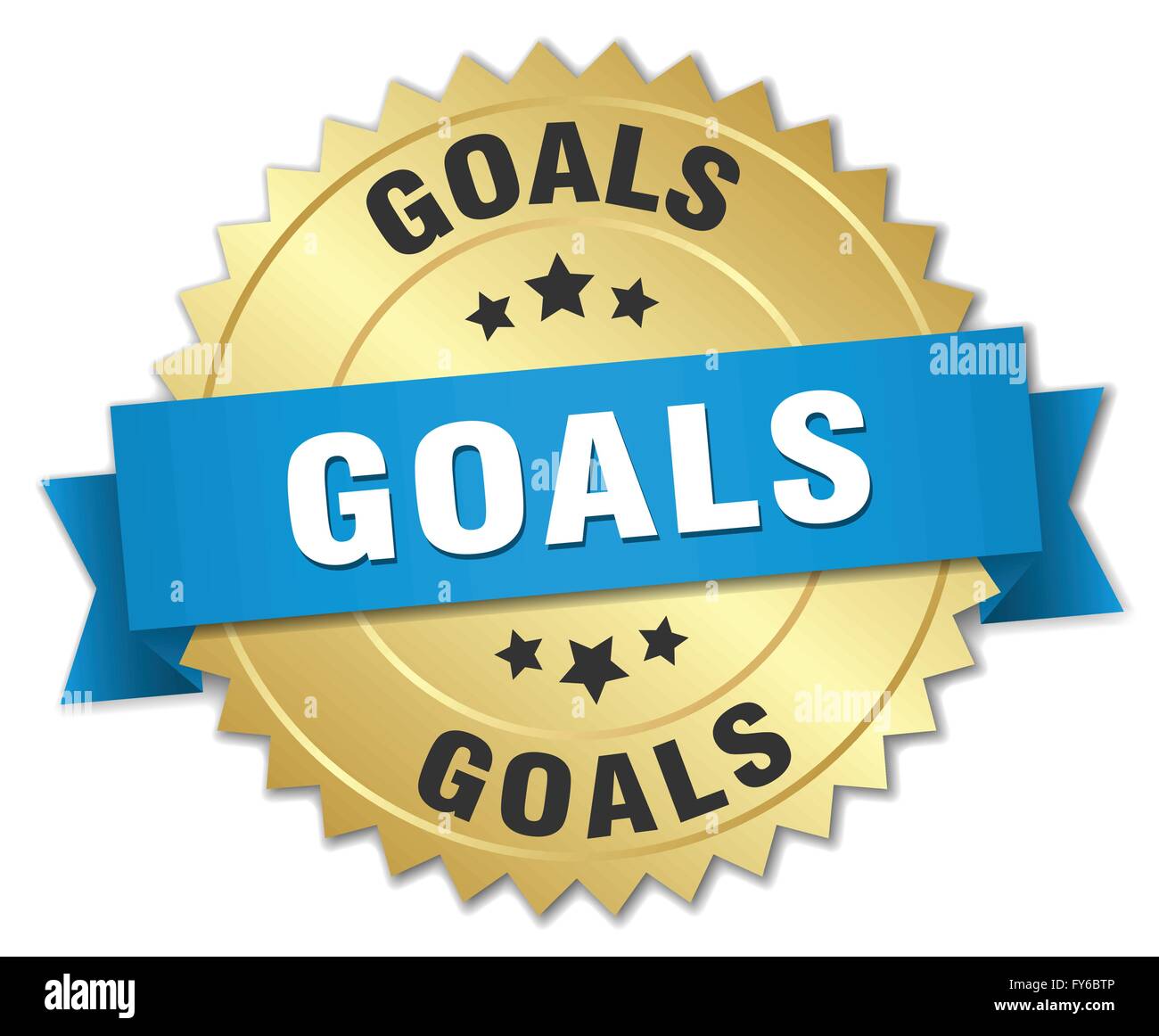 goals 3d gold badge with blue ribbon Stock Vector Image & Art - Alamy