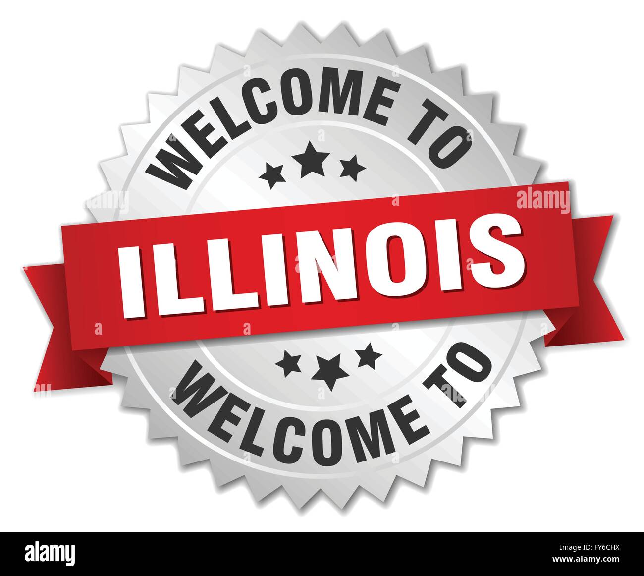 Illinois 3d silver badge with red ribbon Stock Vector Image & Art - Alamy
