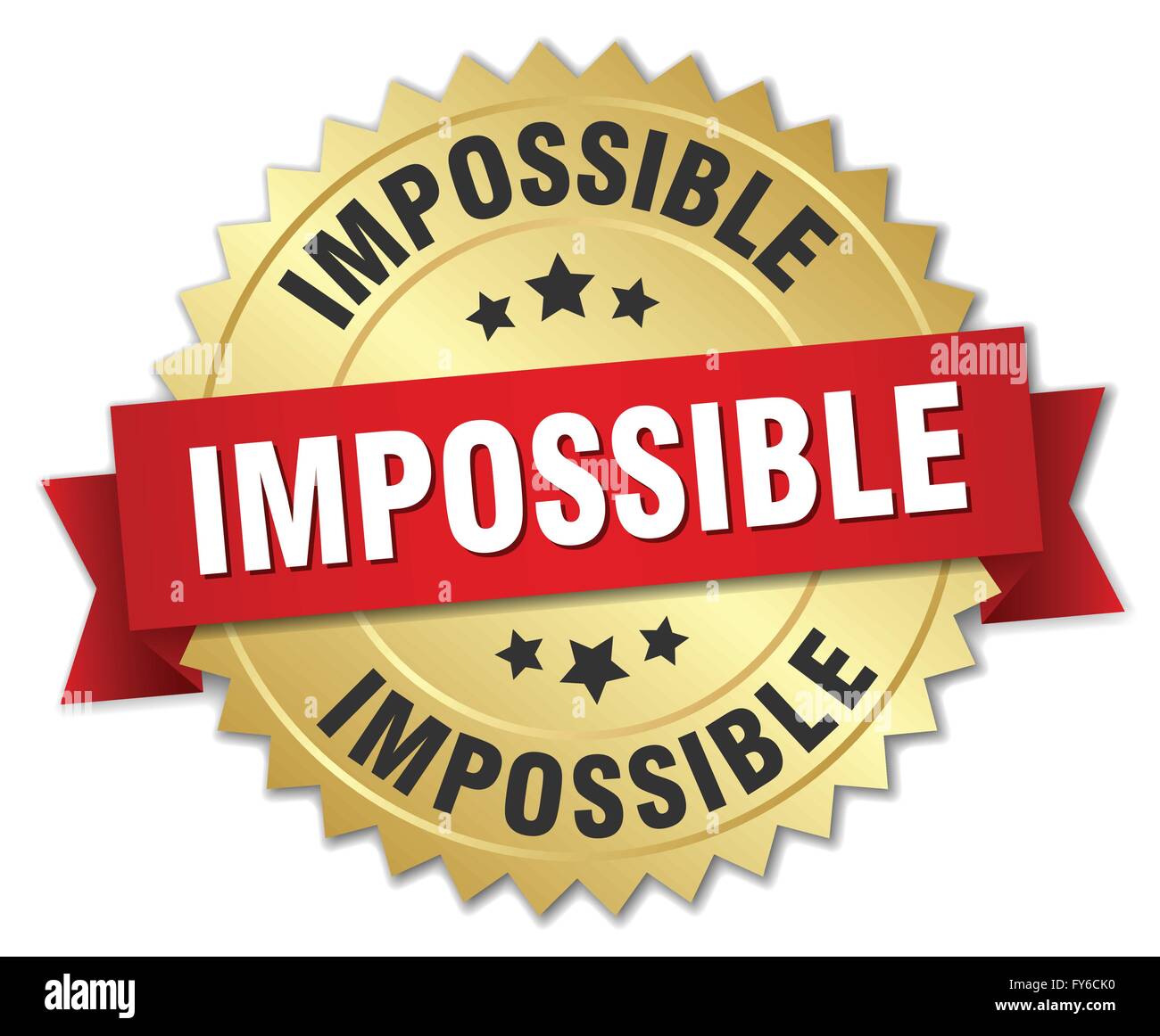 impossible 3d gold badge with red ribbon Stock Vector Image & Art - Alamy